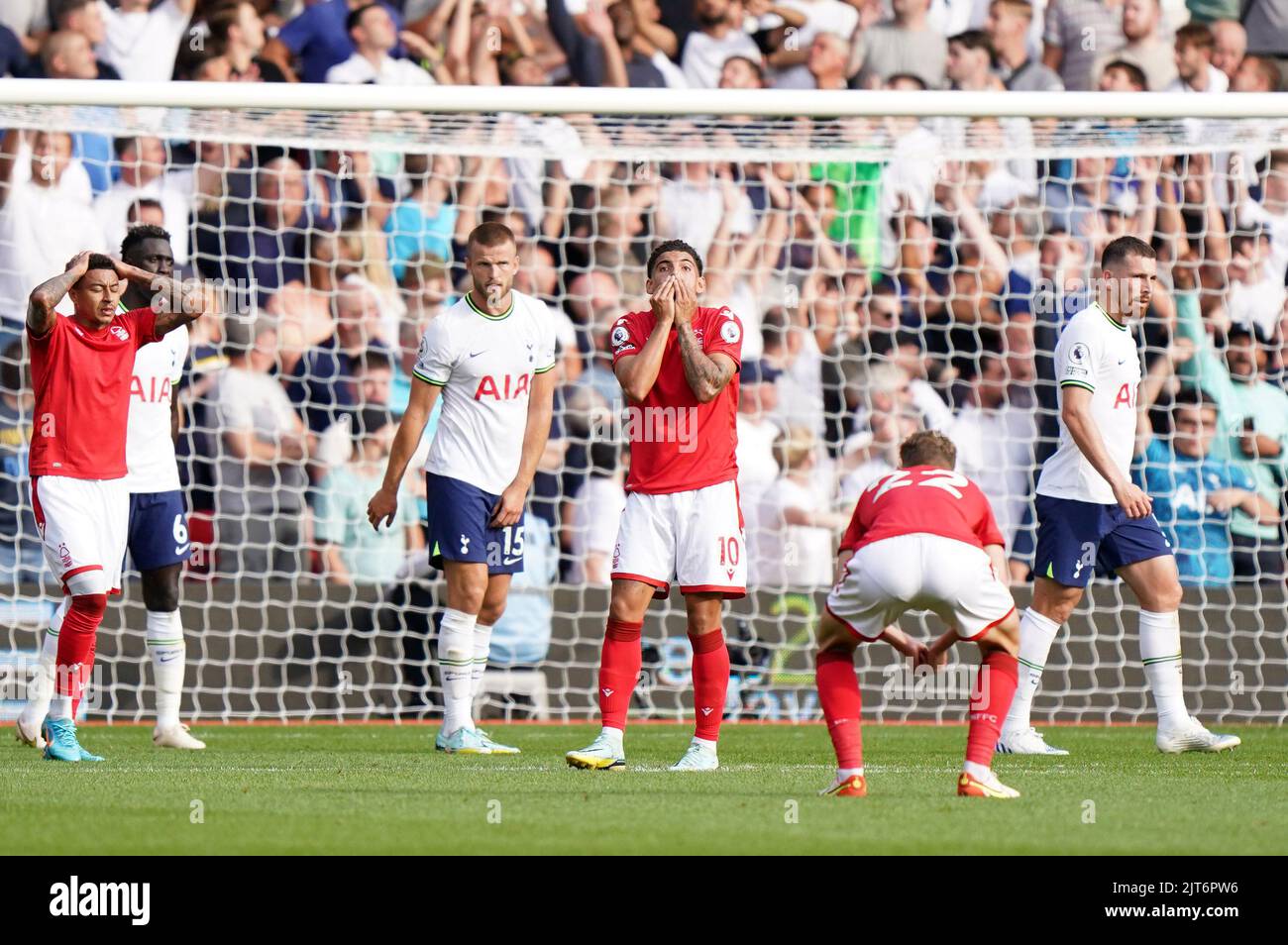 Nottingham Forest's Morgan Gibbs-White (centre) rues missed chance ...
