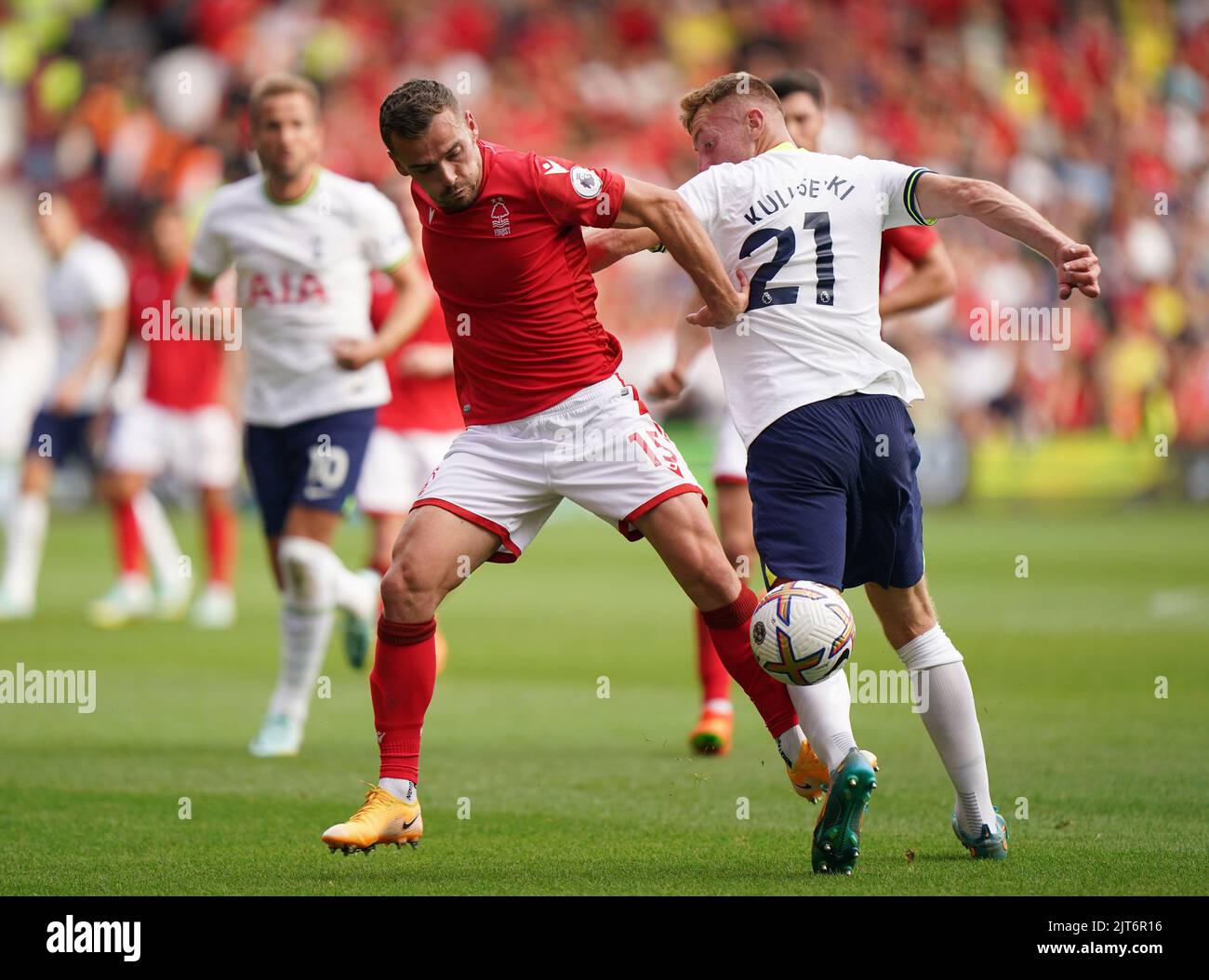 Nottingham Forest's Harry Toffolo (left) and Tottenham Hotspur's Dejan ...