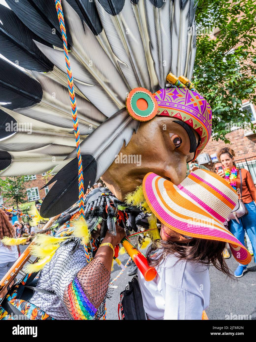 London, UK. 28th Aug, 2022. The Gemz Mas band takes a retro american ...