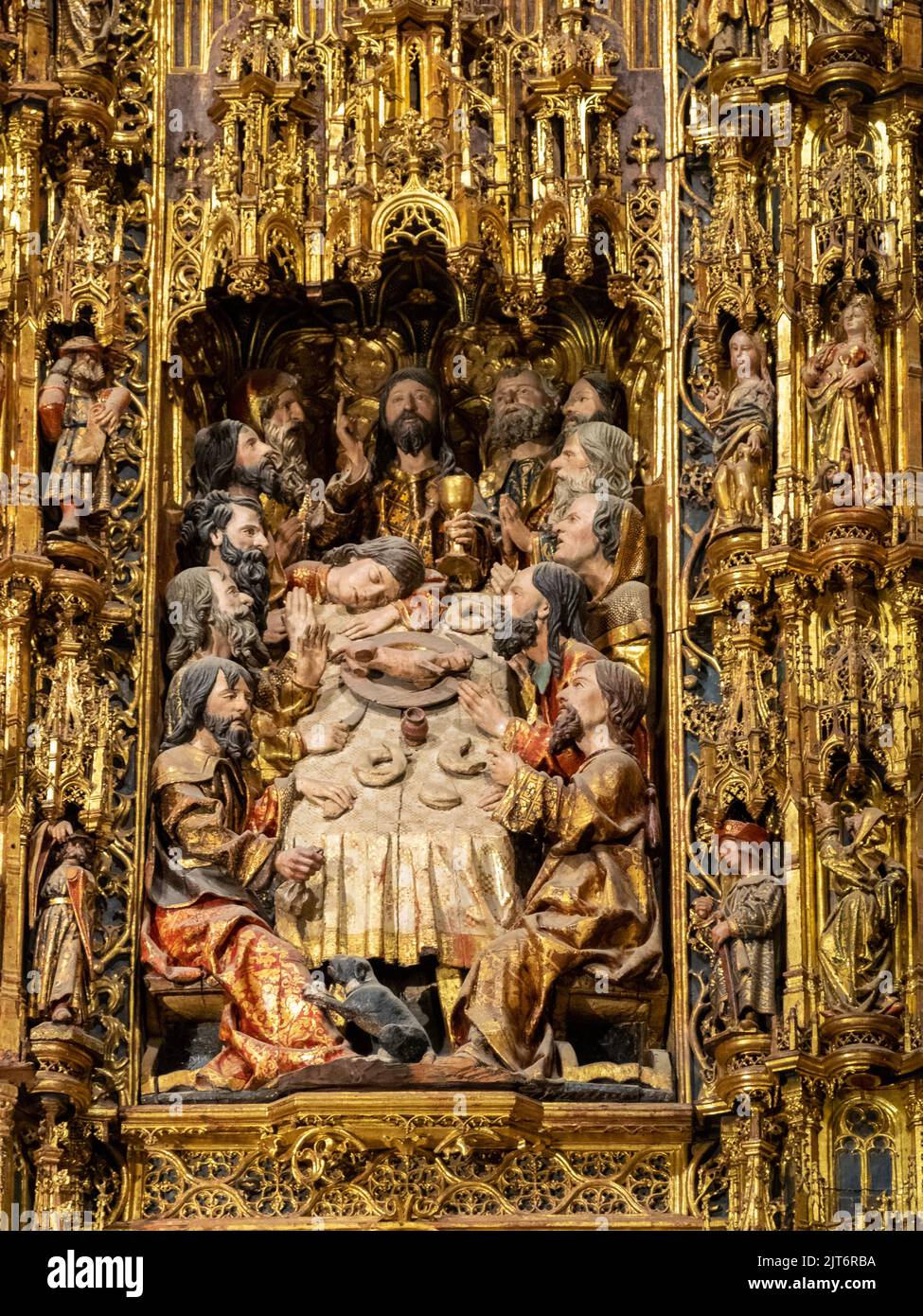 Last supper depicted in the altarpiece of Seville Cathedral Main Chapel ...