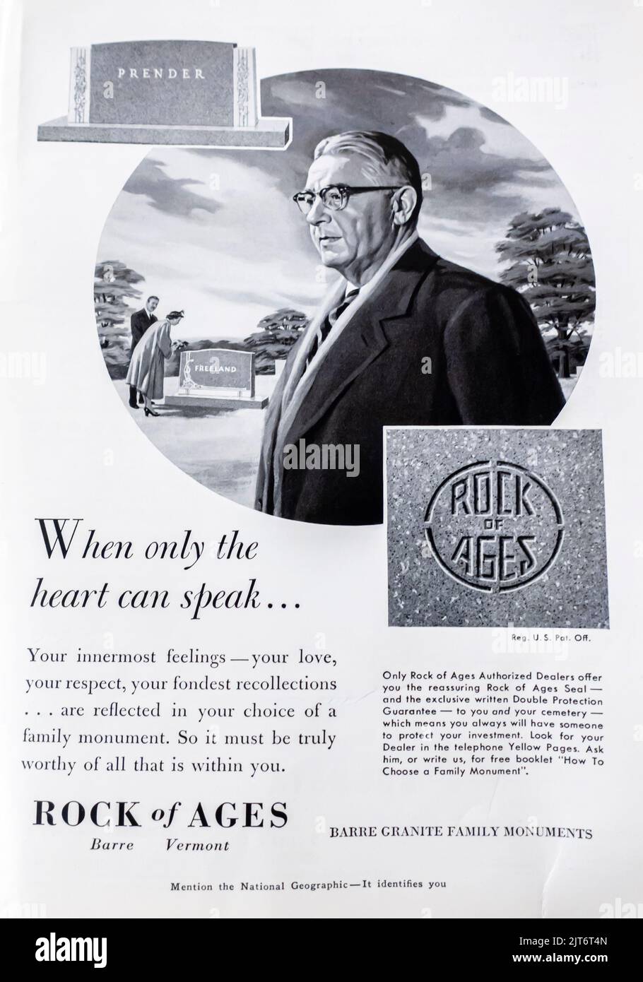 Rock of Ages family monuments advertisement placed inside NatGeo ...