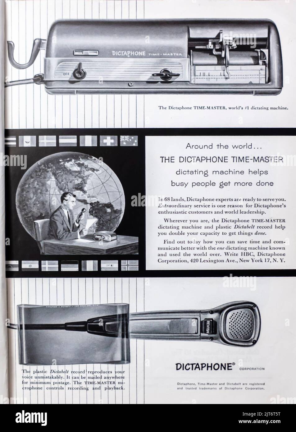 Dictaphone advertisement placed inside NatGeo magazine, 1954 Stock ...