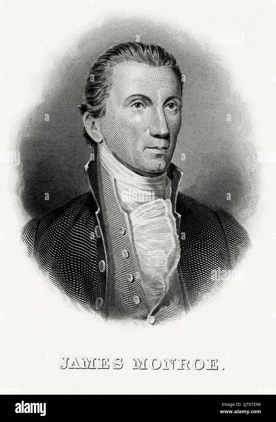 An engraved portrait of James Monroe, the fifth President of the USA ...