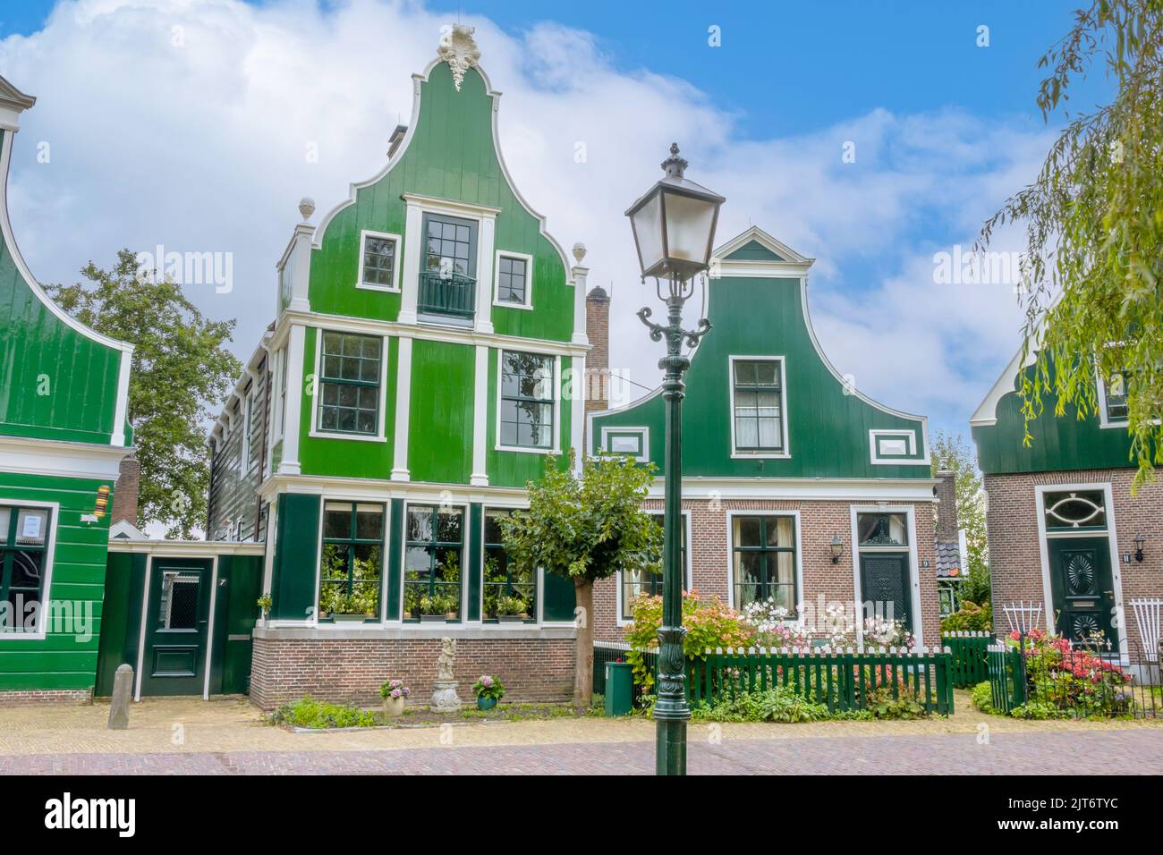 Netherlands. Summer day in Zaandam. Typical Dutch houses and lots of ...
