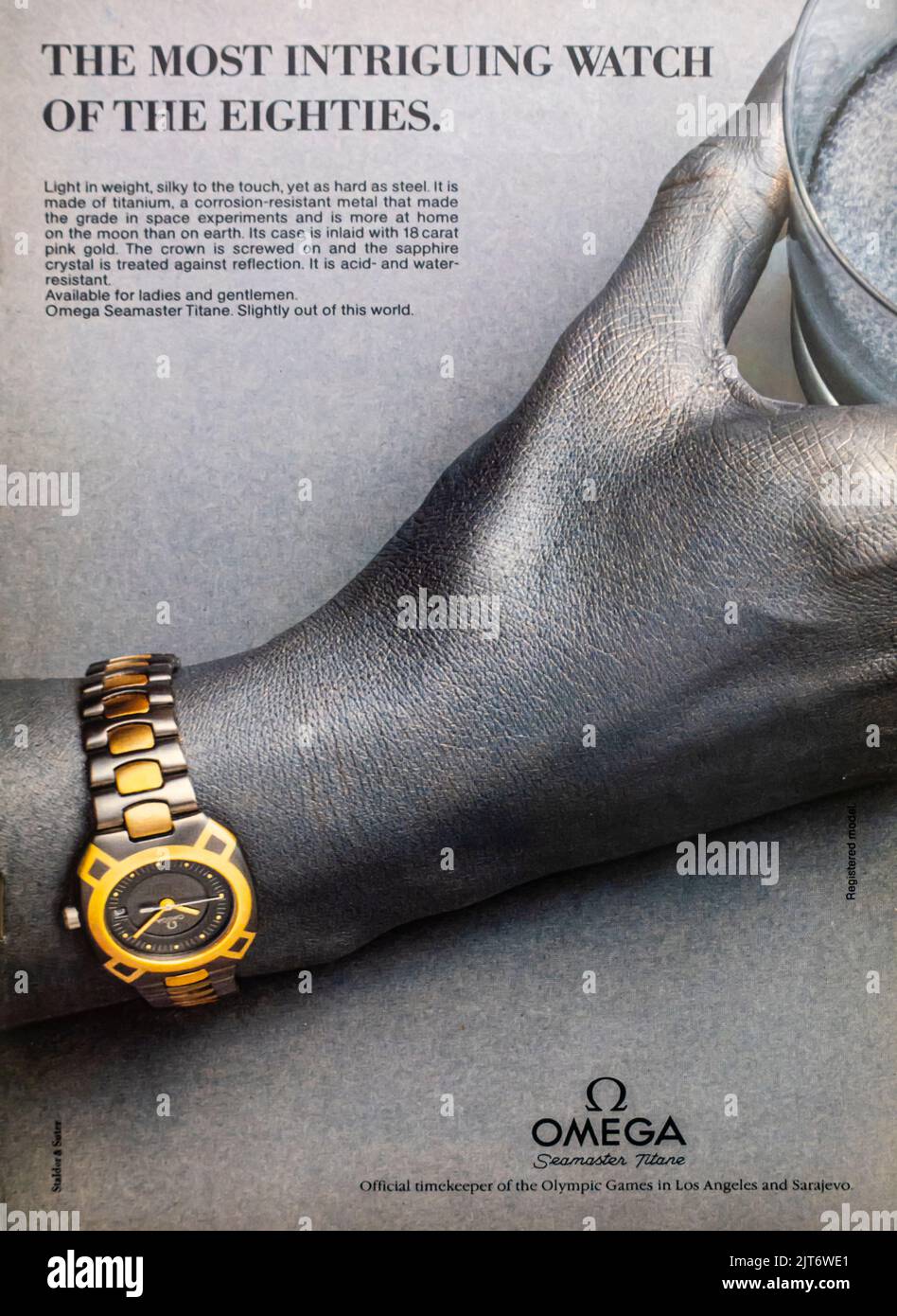 1984 Omega Seamaster Titane watch print ad Stock Photo - Alamy