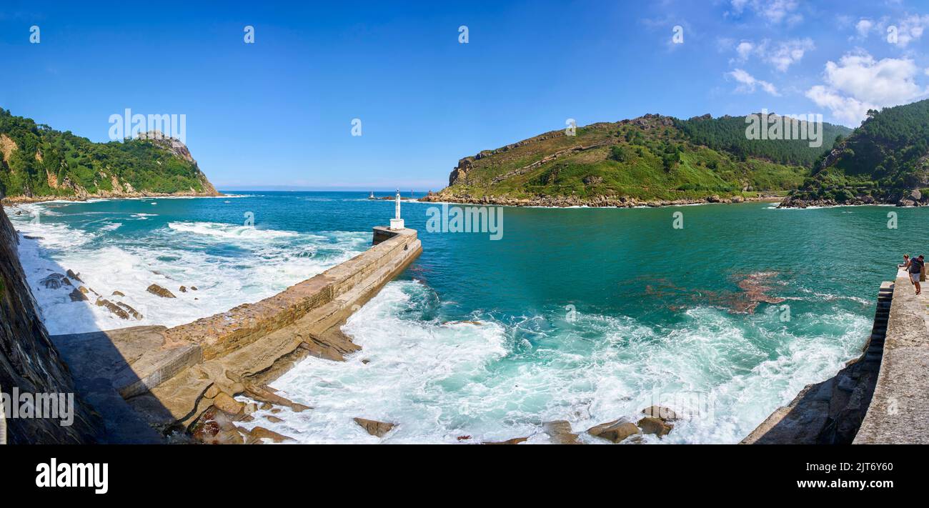Outer dock of the Port of Pasajes at the mount of the Pasaia river ...