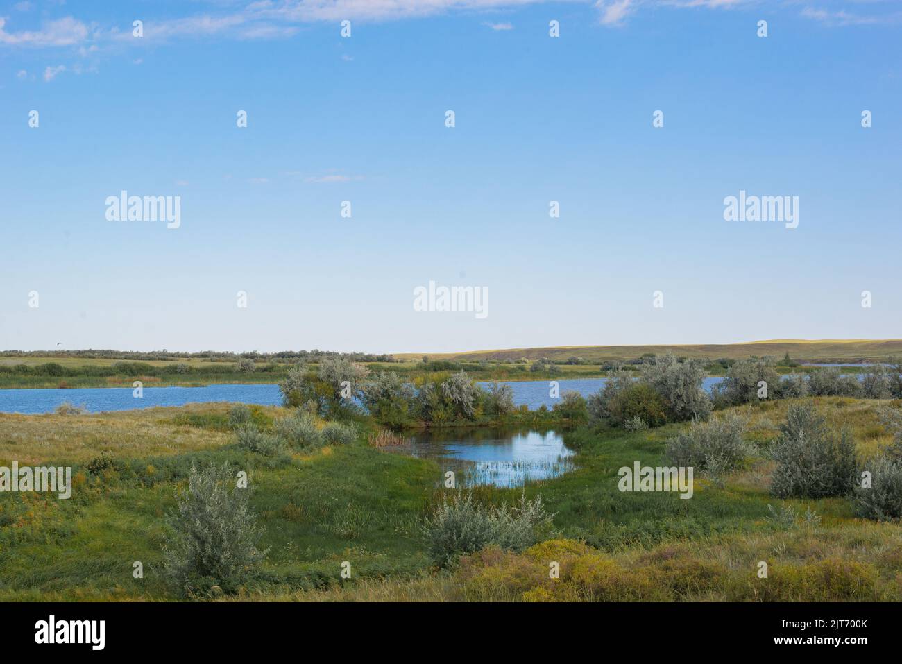 picturesque landscape of seleta river and beach in Kazakhstan Stock ...
