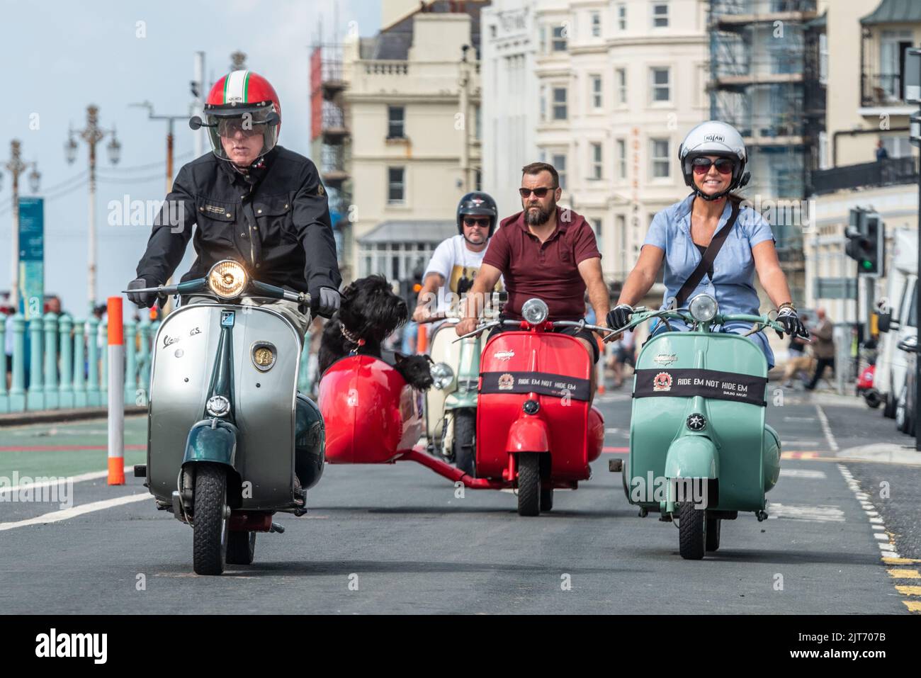Brighton, August 27th 2022: Scooter enthusiasts arriving in Brighton ...