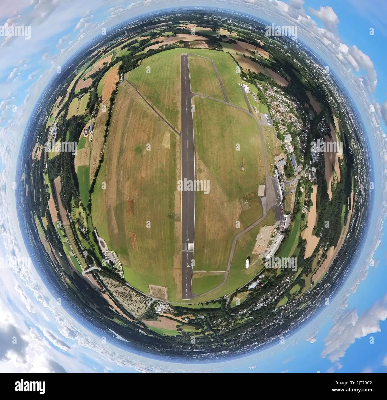 Essen mulheim airport runway and takeoff runway with airplane hi-res ...