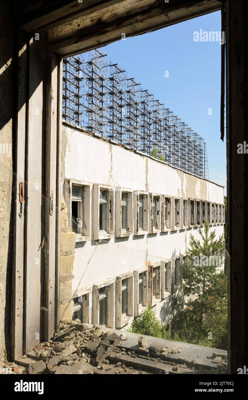 Soviet Duga 1 radar (over-the-horizon radar) that once aimed at ...