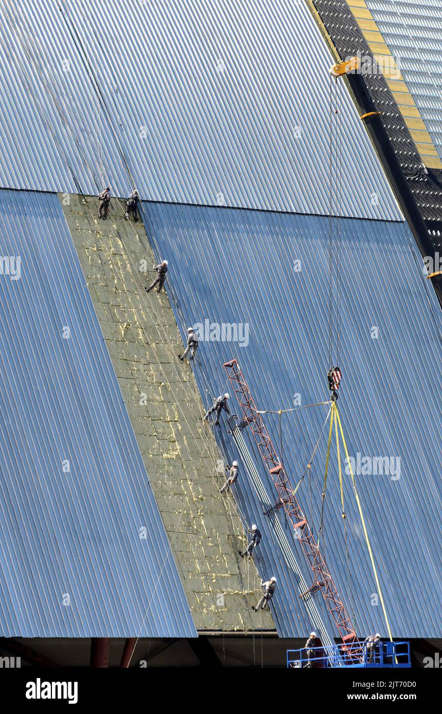 Sarcophagus aiming at covering the Reactor 4 of the Chernobyl nuclear ...