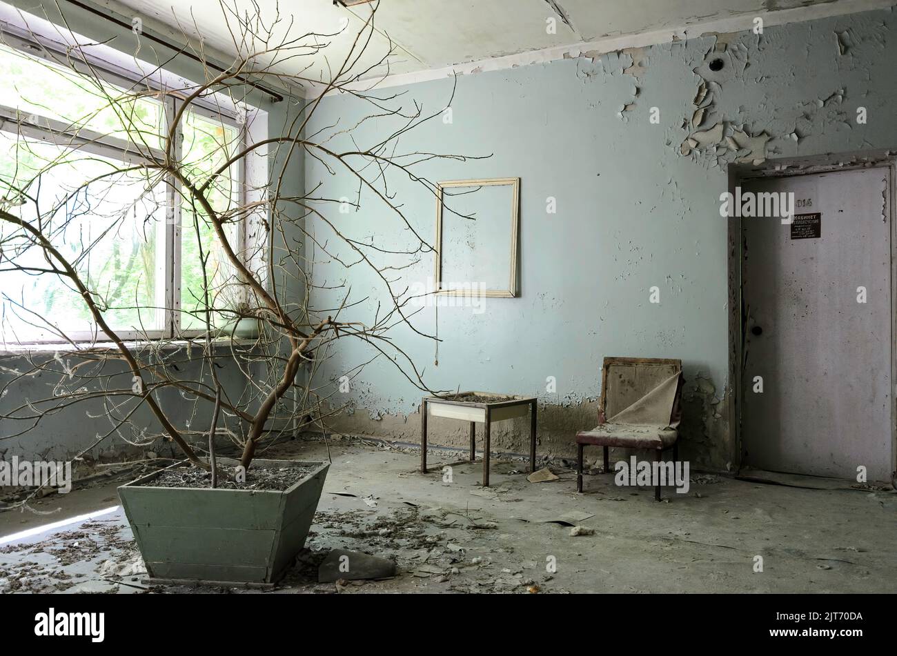Details of Prypiat hospital in he Chernobyl exclusion zone, Ukraine ...