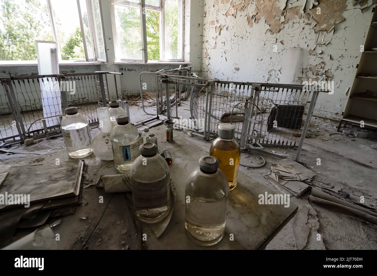 Details of Prypiat hospital in he Chernobyl exclusion zone, Ukraine ...