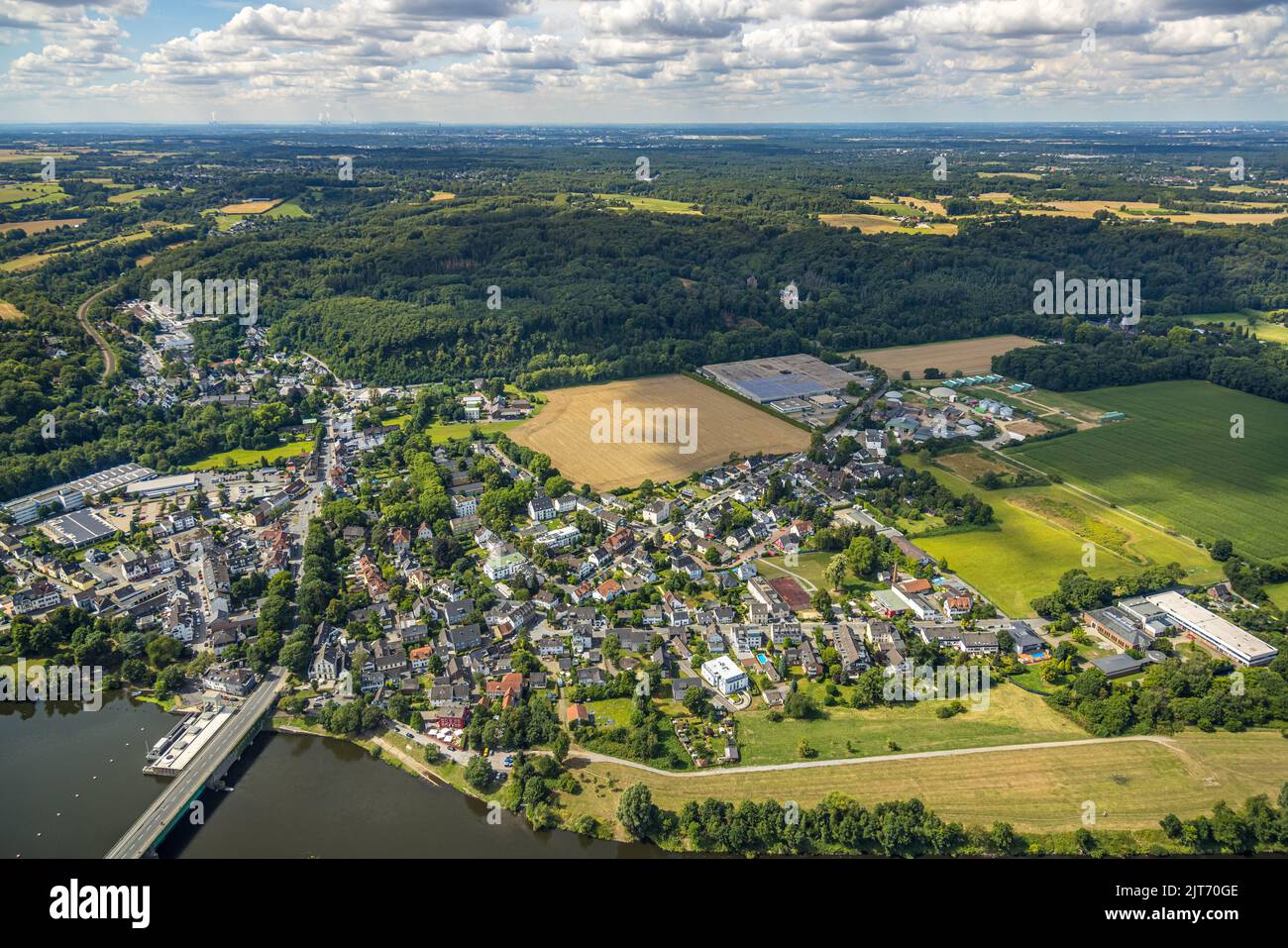 Aerial view, housing estate at Landsberger Straße, Menden Buchstaben ...