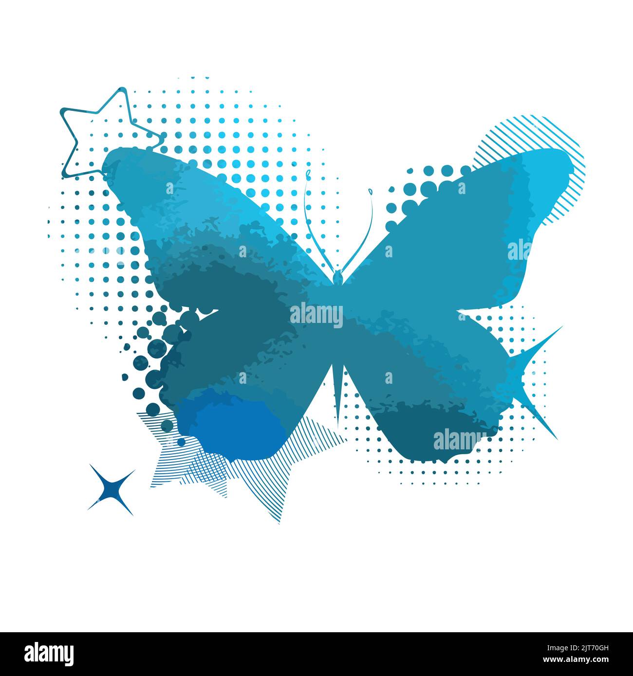 Butterfly isolated logo. Light blue watercolor abstract butterfly ...
