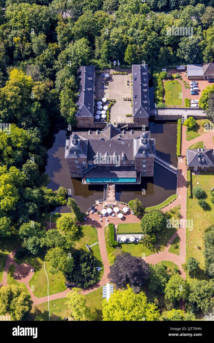 Aerial view, moated castle Schlosshotel Hugenpoet with outdoor ...