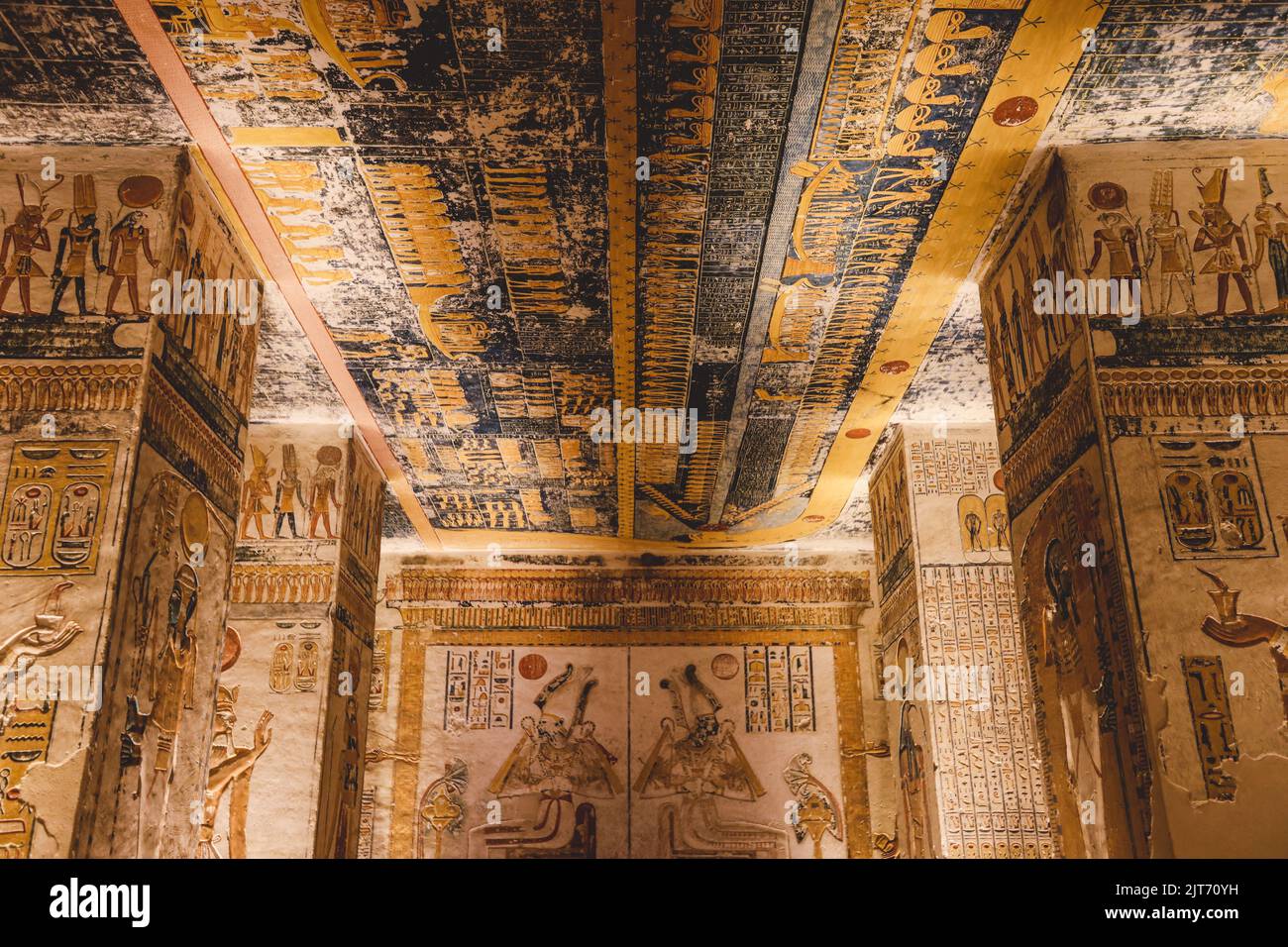 Ancient Egyptian Paintings on the Colorful Ceiling of the Valley of the ...