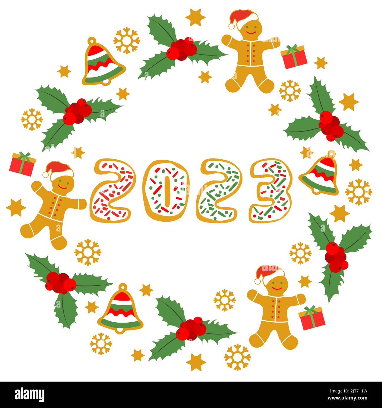 Happy New Year Merry Christmas vector illustration Fun cartoon ...