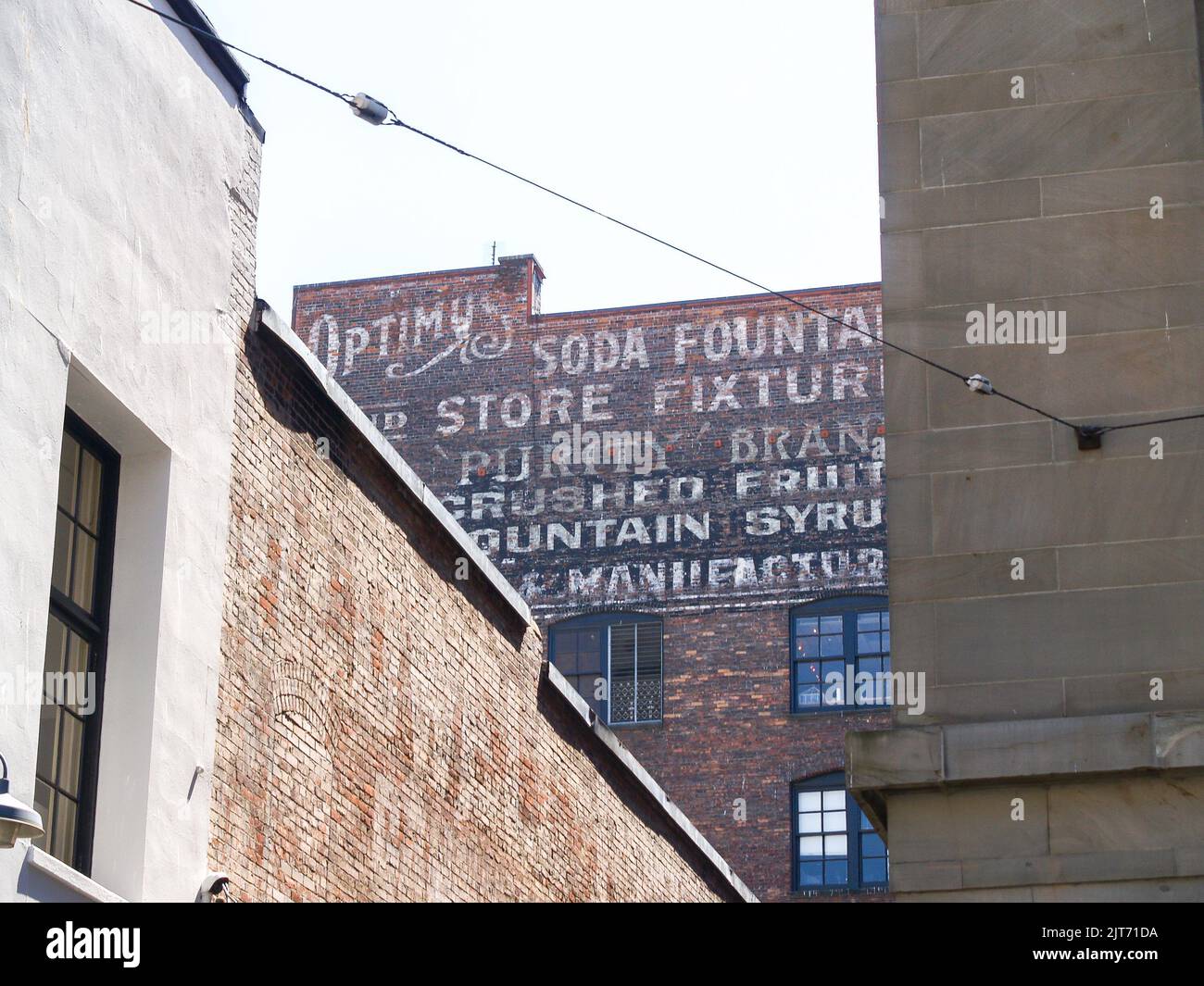 Seattle USA - July 20 2008; Historic signage painted on brick exterior ...