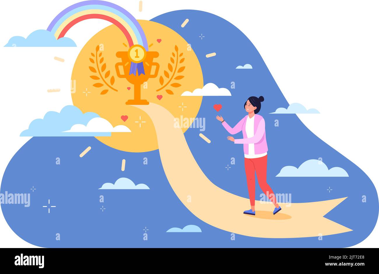 Believe happy future. Optimistic mindset, challenge yourself motivate ...