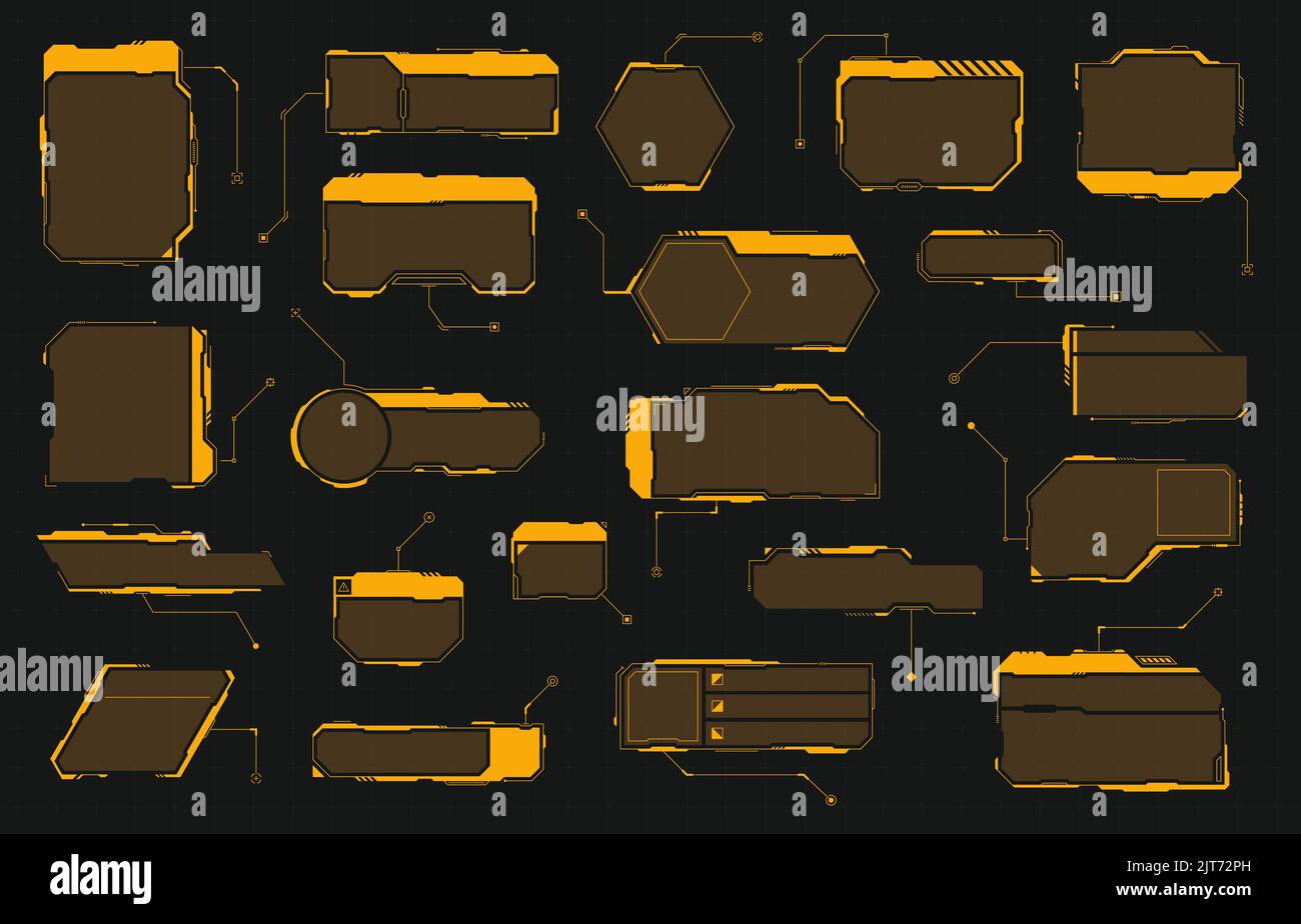 Futuristic callouts frames. Hud textbox cyberpunk sports game digital ...