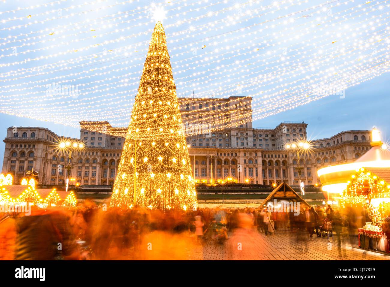 Bucharest Christmas market at night Stock Photo - Alamy