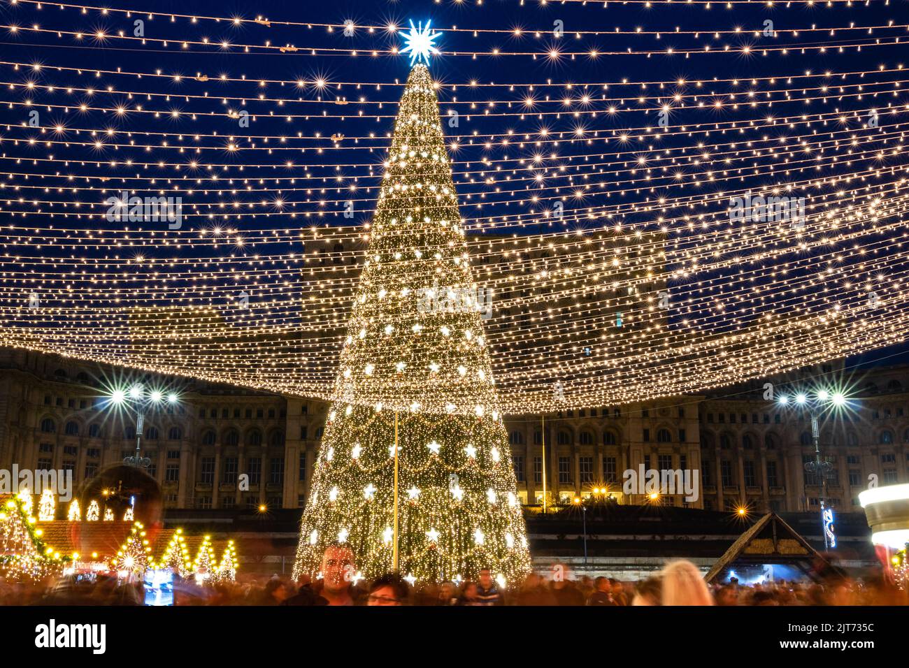 Bucharest Christmas market at night Stock Photo - Alamy