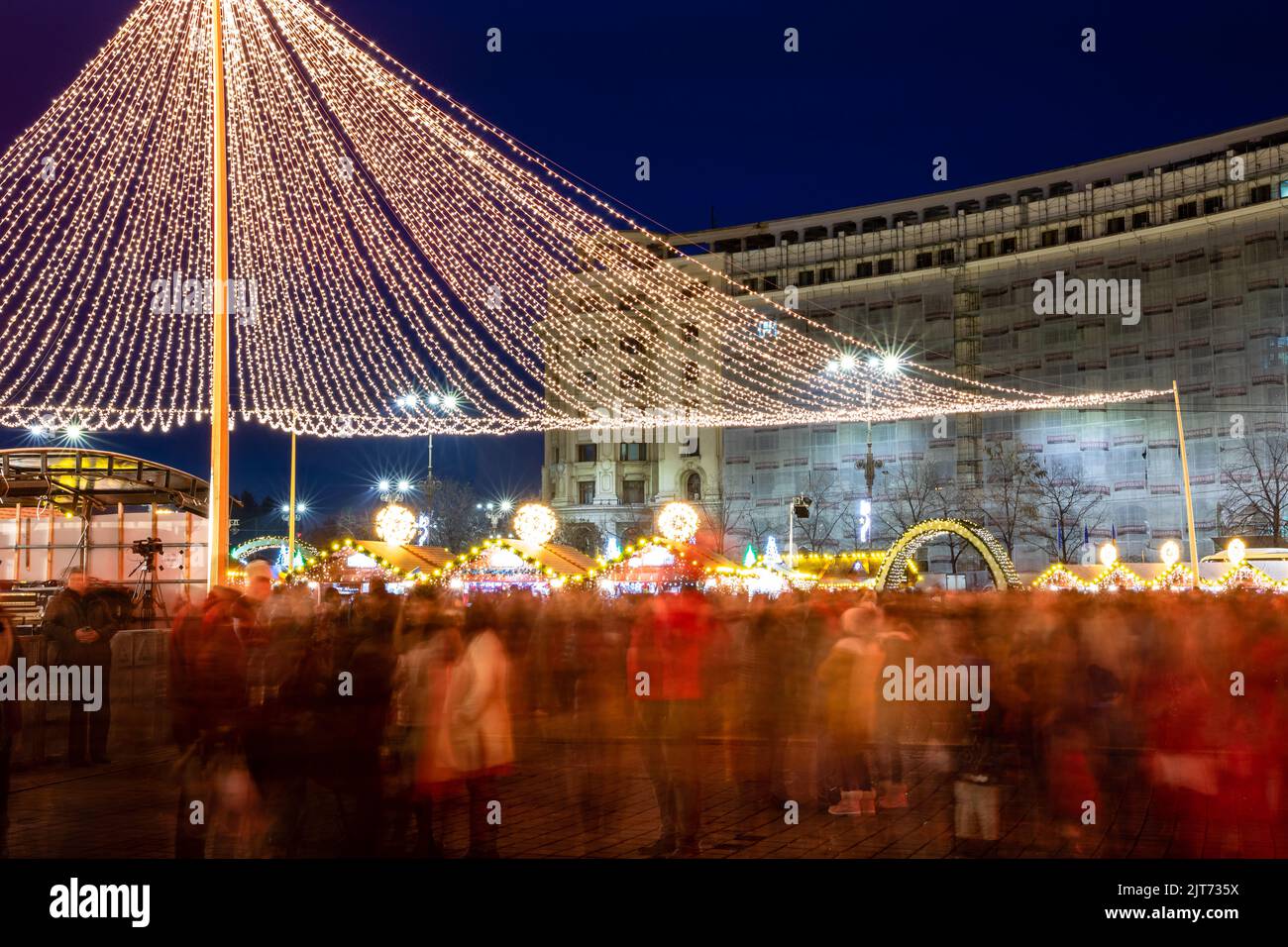 Bucharest Christmas market at night Stock Photo - Alamy