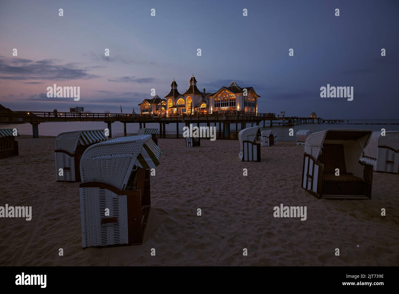 An aerial view of a sea bridge with a house in Rugen, Germany Stock ...