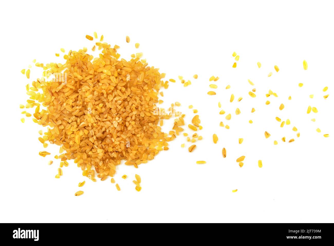 Bulgur wheat isolate. A hill of bulgur grains on a white background ...