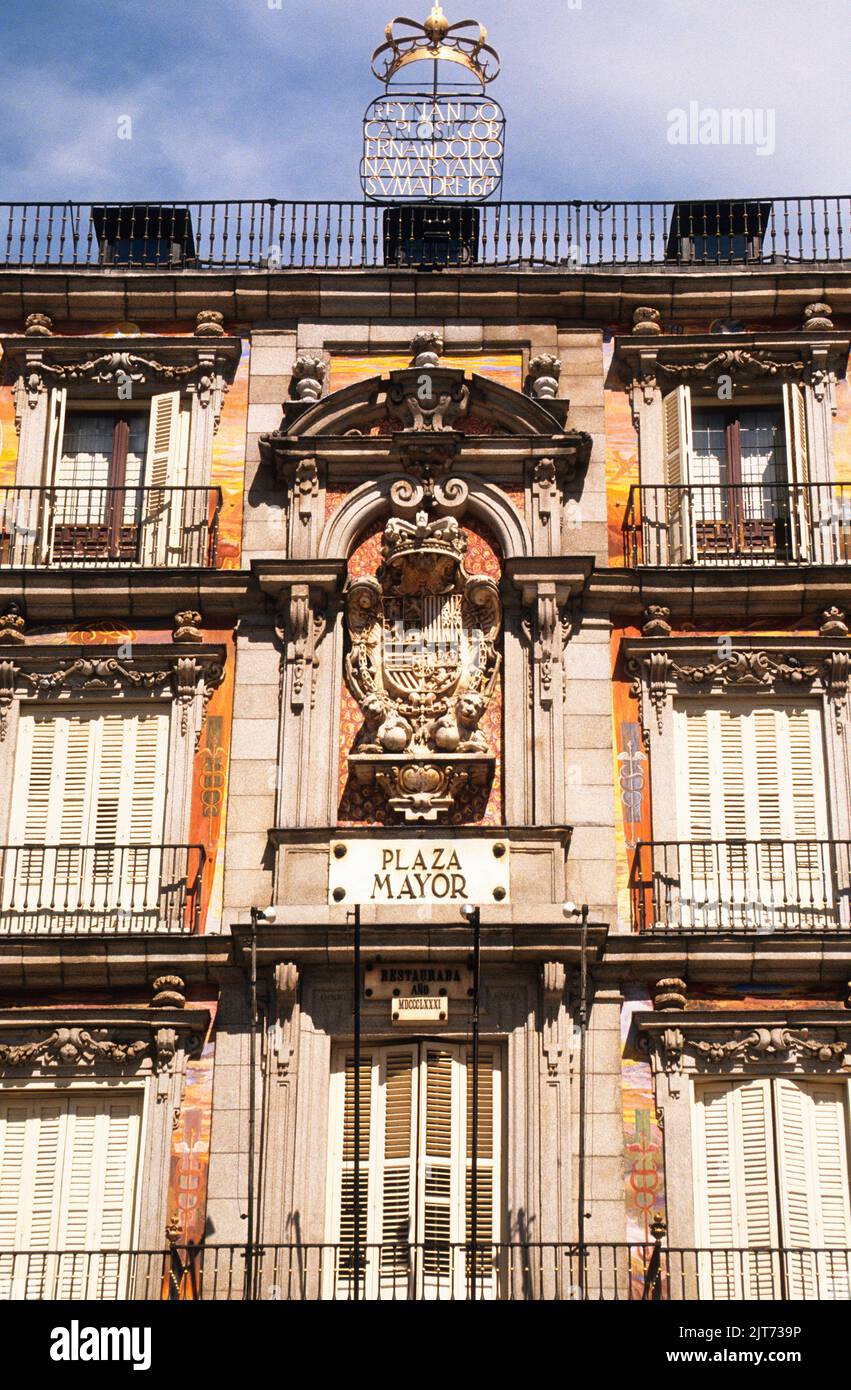 Plaza Mayor Madrid,Spain. Famous landmark in a public square in the ...