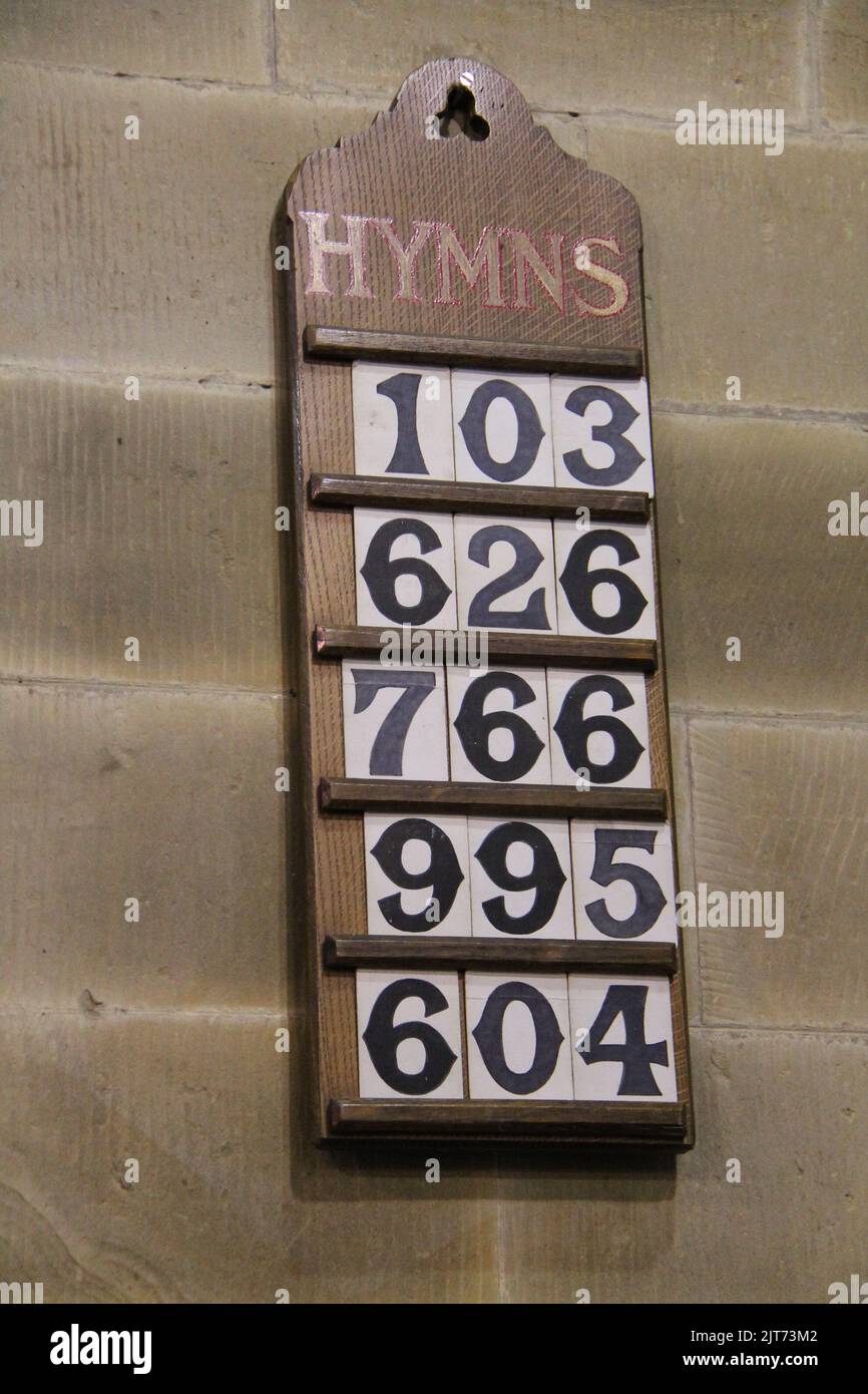 The Displayed Numbers of Hymns For a Church Service Stock Photo - Alamy