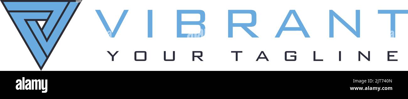 A modern blue logo with a triangular shape and an editable text ...
