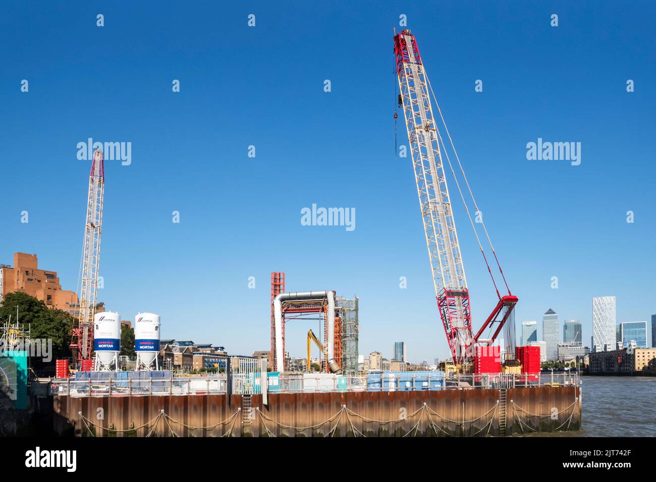 Construction work for Thames Tideway tunnel super sewer on the north ...