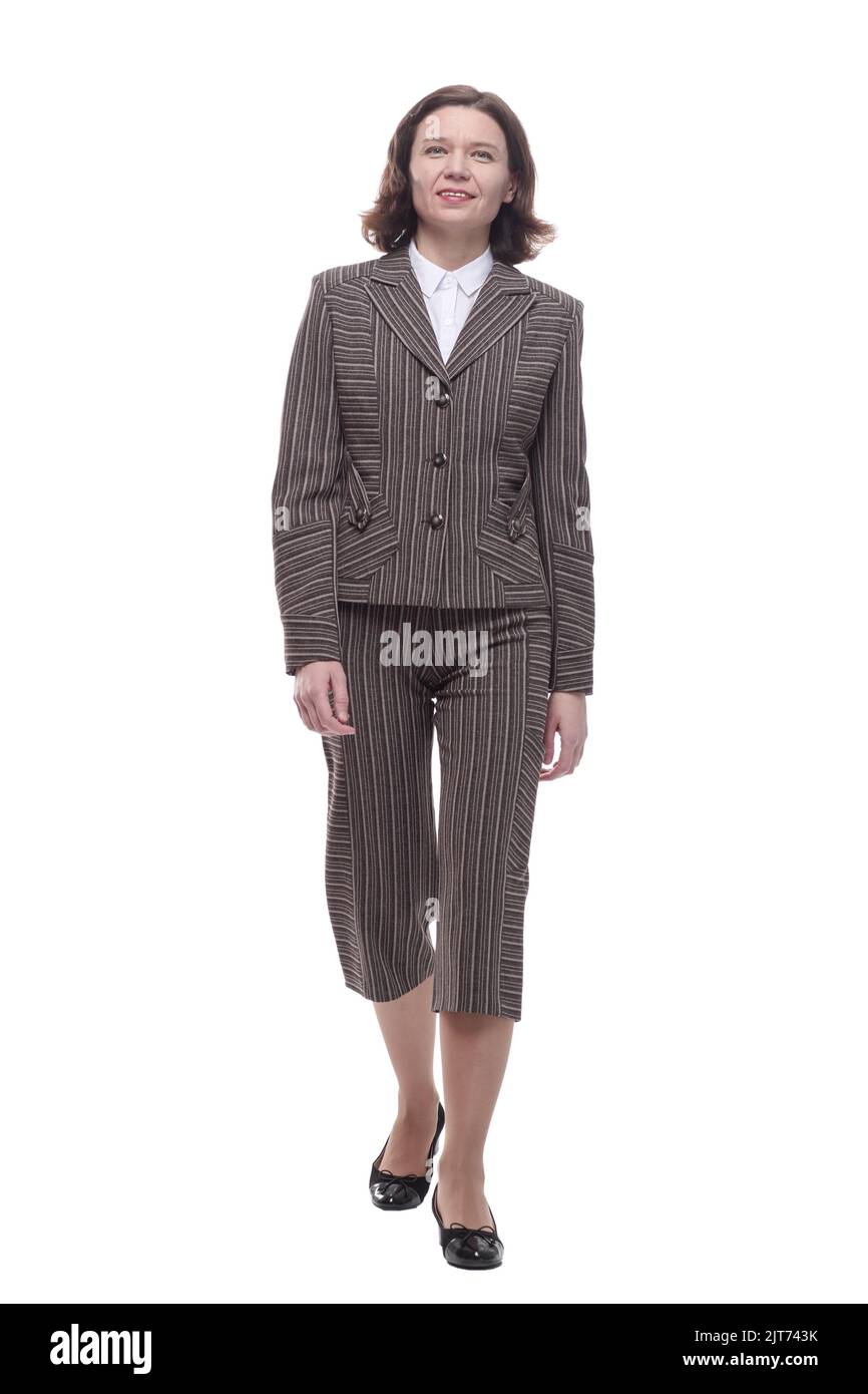 in full growth. modern business woman stepping forward Stock Photo - Alamy