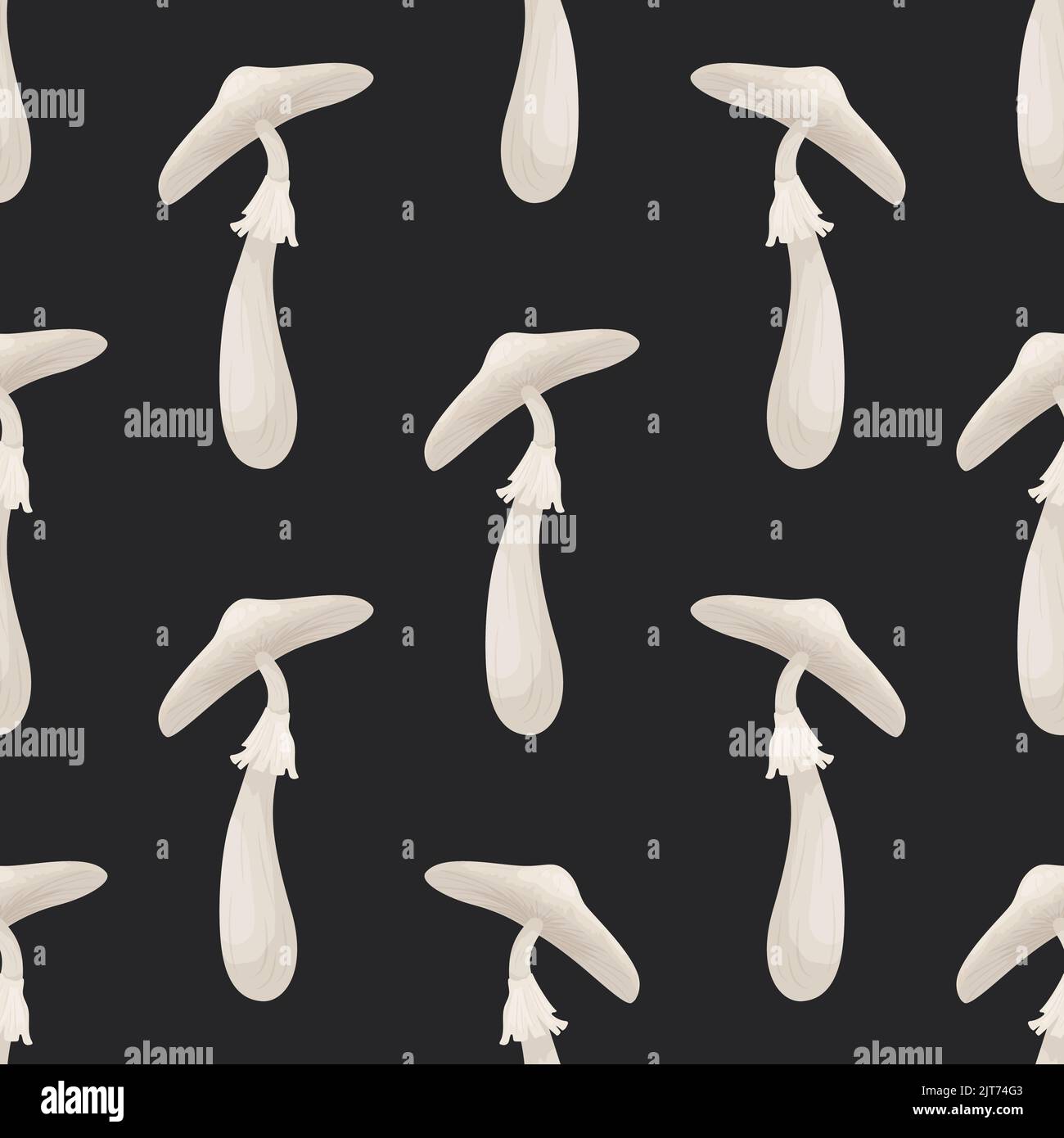 Vector Seamless Pattern with Toadstool Mushroom on Black Background ...