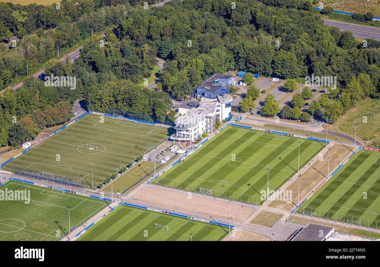 Aerial view, training grounds of the VELTINS-Arena, Bundesliga stadium ...