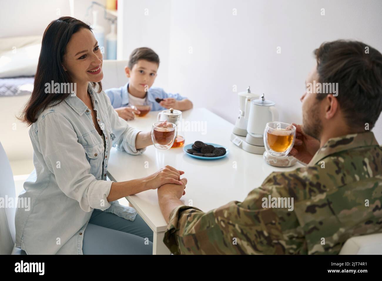 Morning tea in a warm home environment Stock Photo - Alamy