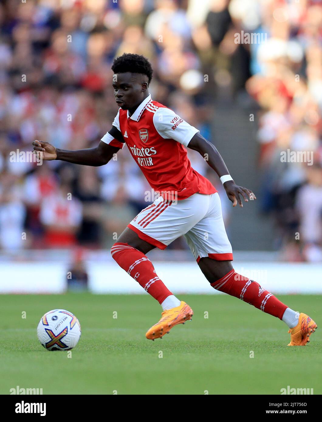 Arsenal's Bukayo Saka in action during the Premier League match at the ...