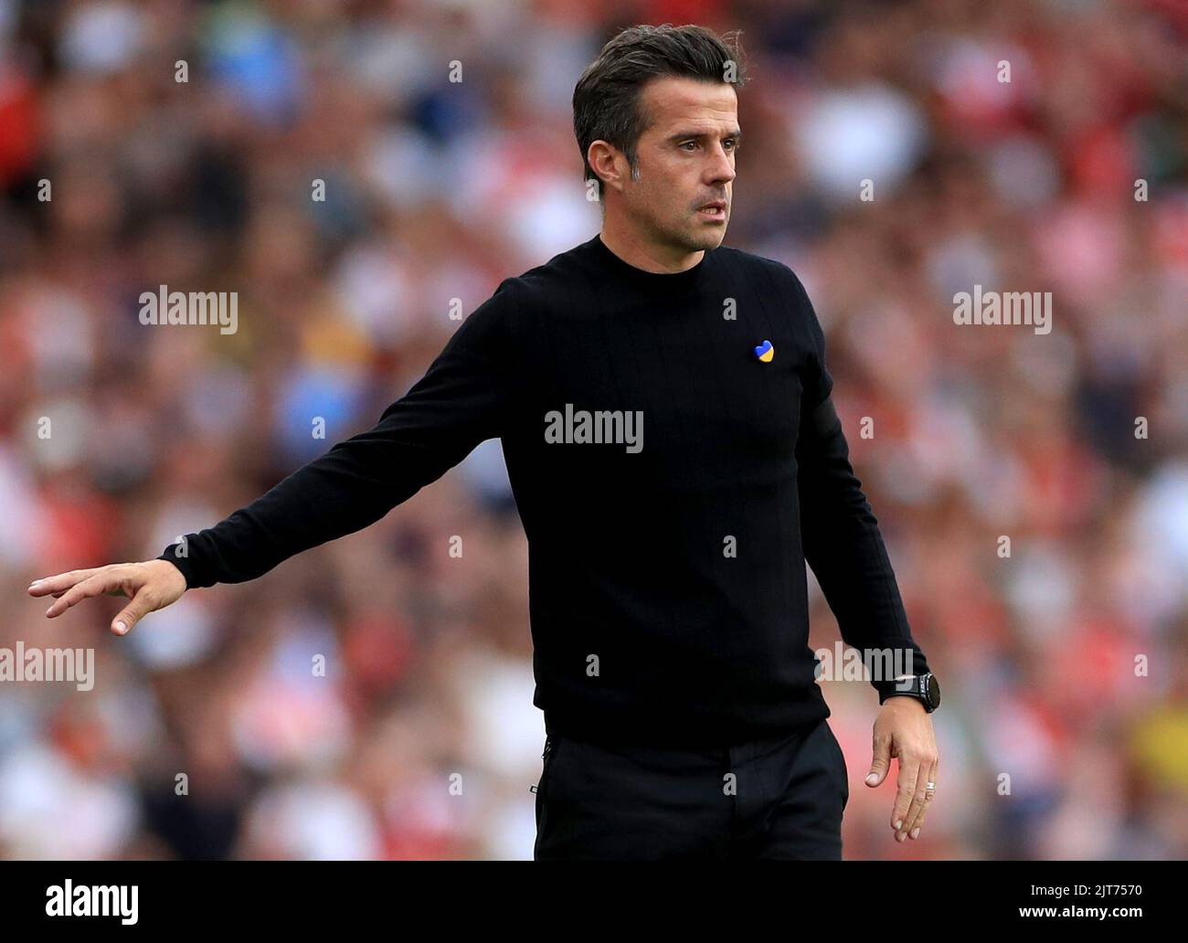 Fulham manager Marco Silva gestures from the sideline during the ...