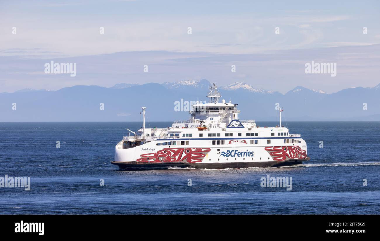 BC Ferries Passing By the Strait of Georgia on the West Coast of ...