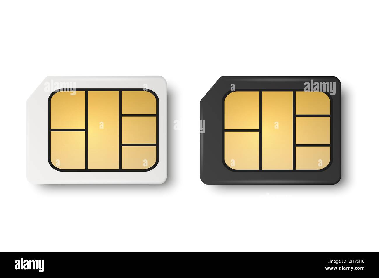 Vector 3d Realistic White and Black Plastic Micro Sim Card Template Set ...