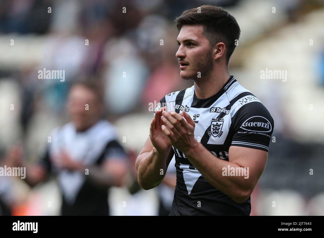 Hull, UK. 28th Aug, 2022. Ben McNamara #19 of Hull FC applauds the Hull ...