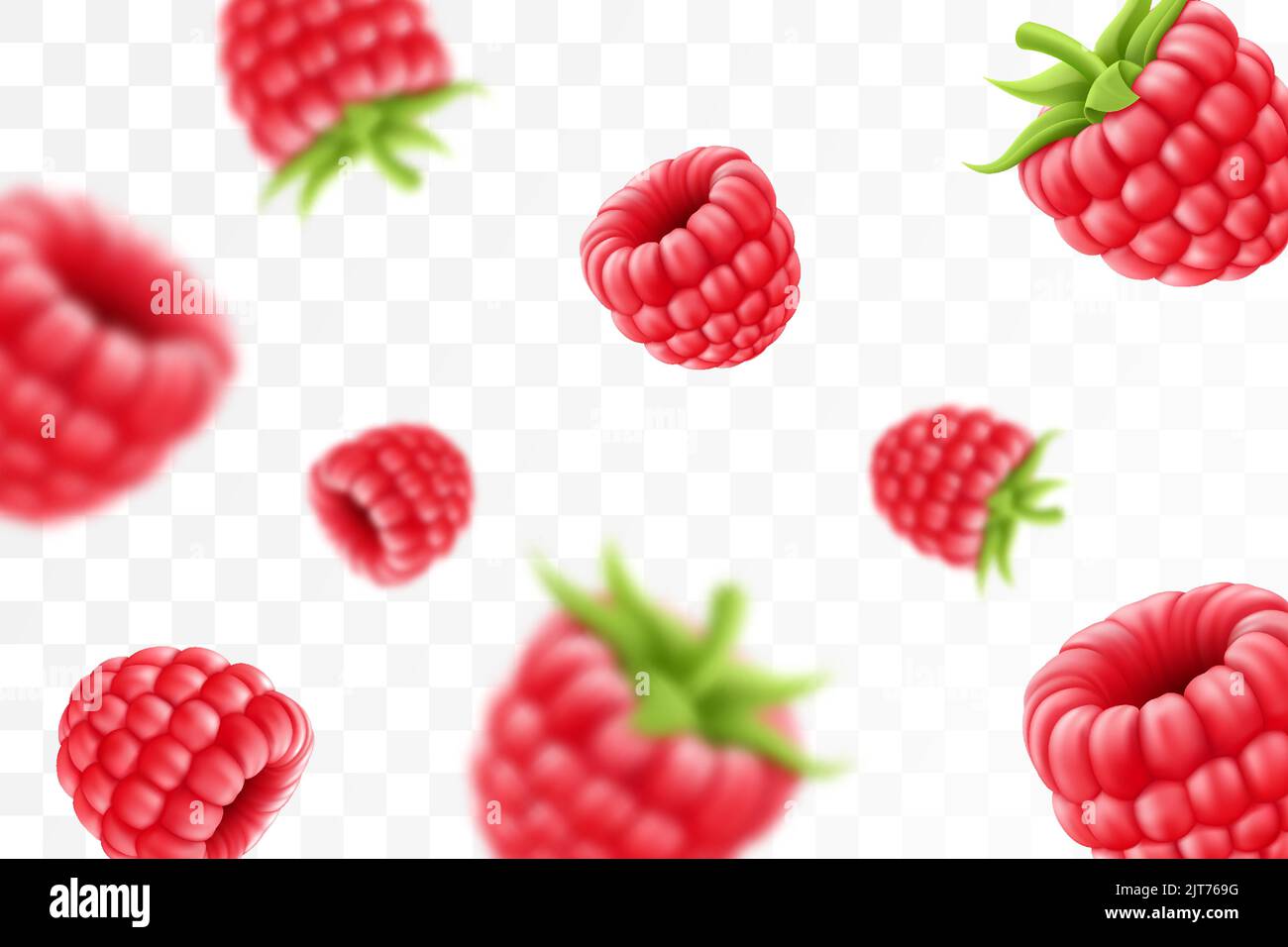 Raspberry background. Flying raspberry with green leaf on transparent ...