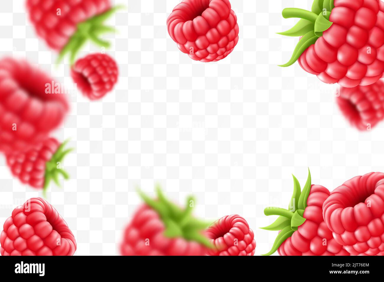 Raspberry background. Flying raspberry with green leaf on transparent ...
