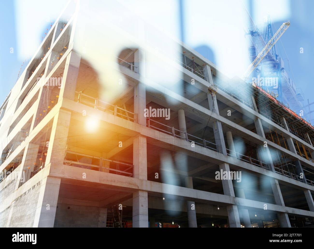 Construction company build a new big building Stock Photo - Alamy