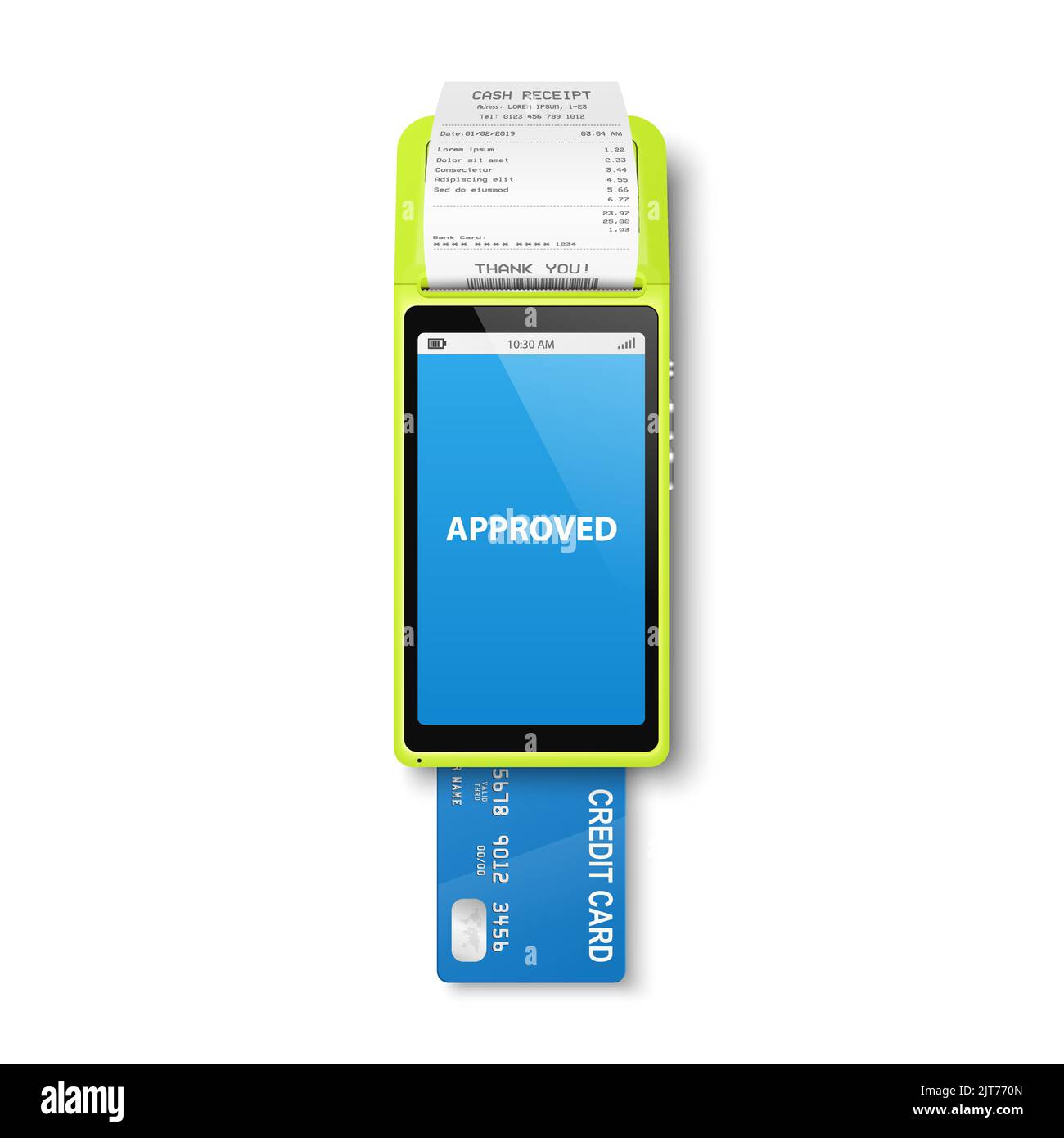 Vector 3d NFC Payment Machine with Approved Status, Credit Card, Receipt Isolated. Wi-fi ...