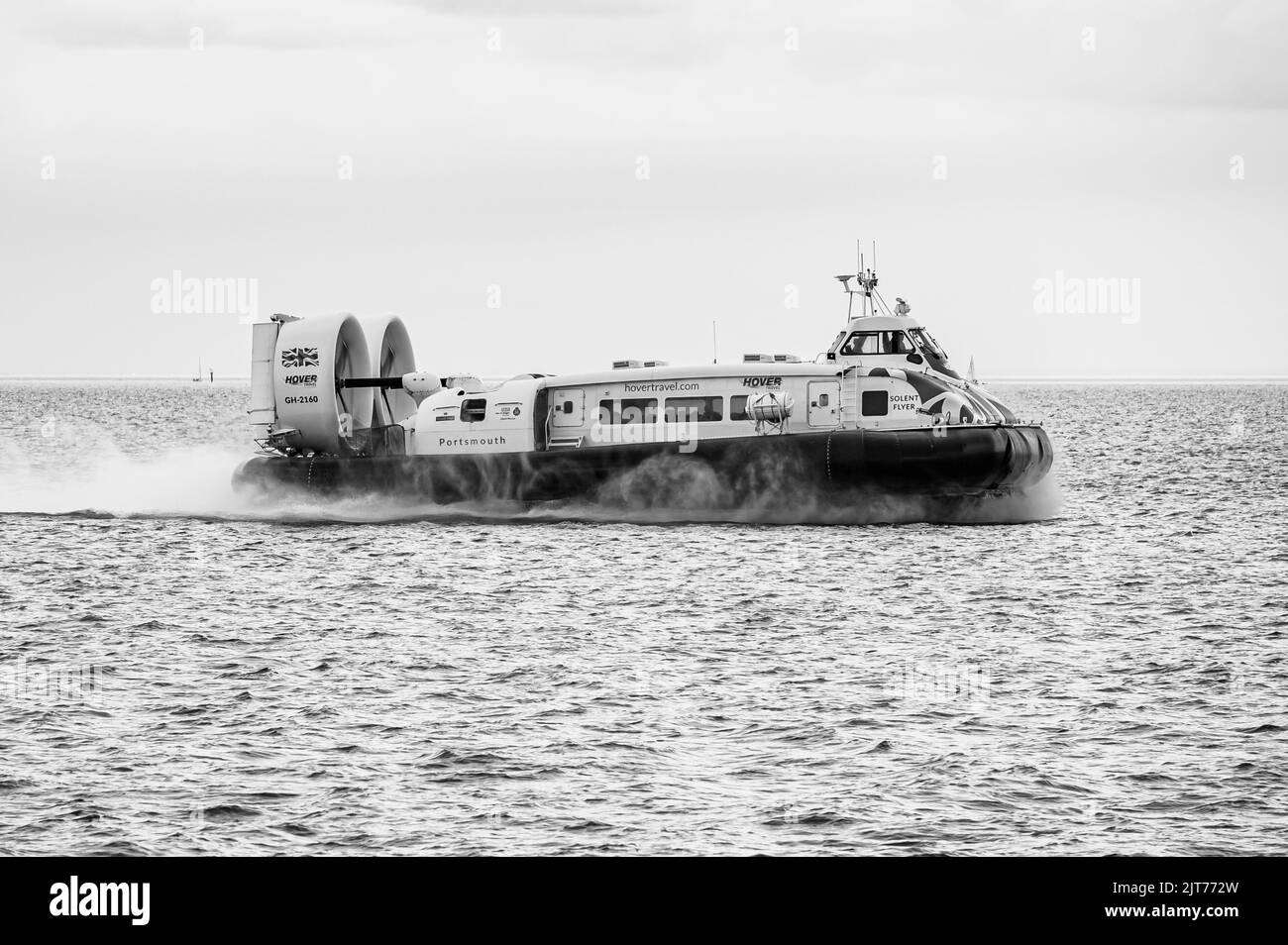 Portsmouth to Ryde, Isle of Wight, Hovercraft coming into port Stock ...