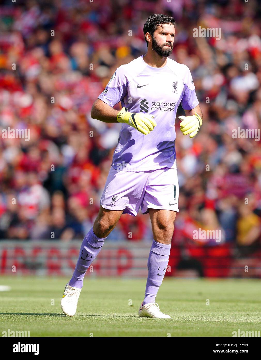 Liverpool goalkeeper Alisson Becker during the Premier League match at ...