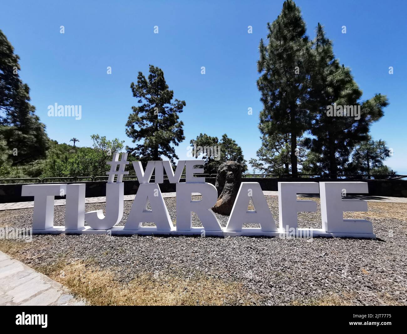 A tourism sign of Tijarafe in Poris de Candelaria, Tijarafe, La Palma ...